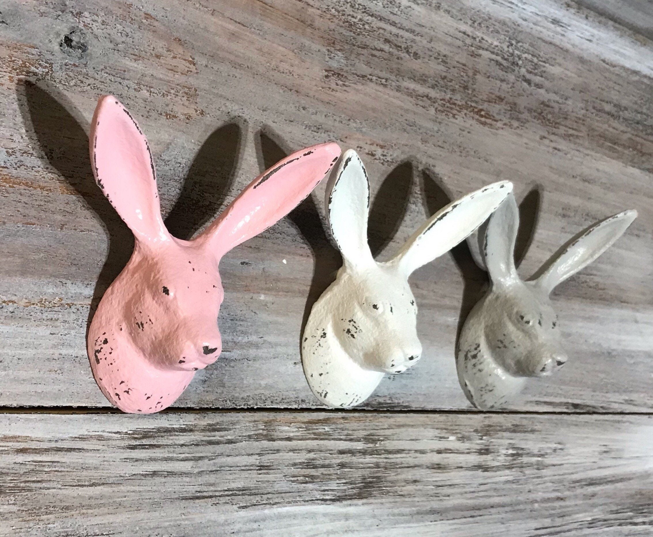 Rabbit Cast Iron Wall Hook / Custom Painted Rabbit Wall Decor | Etsy