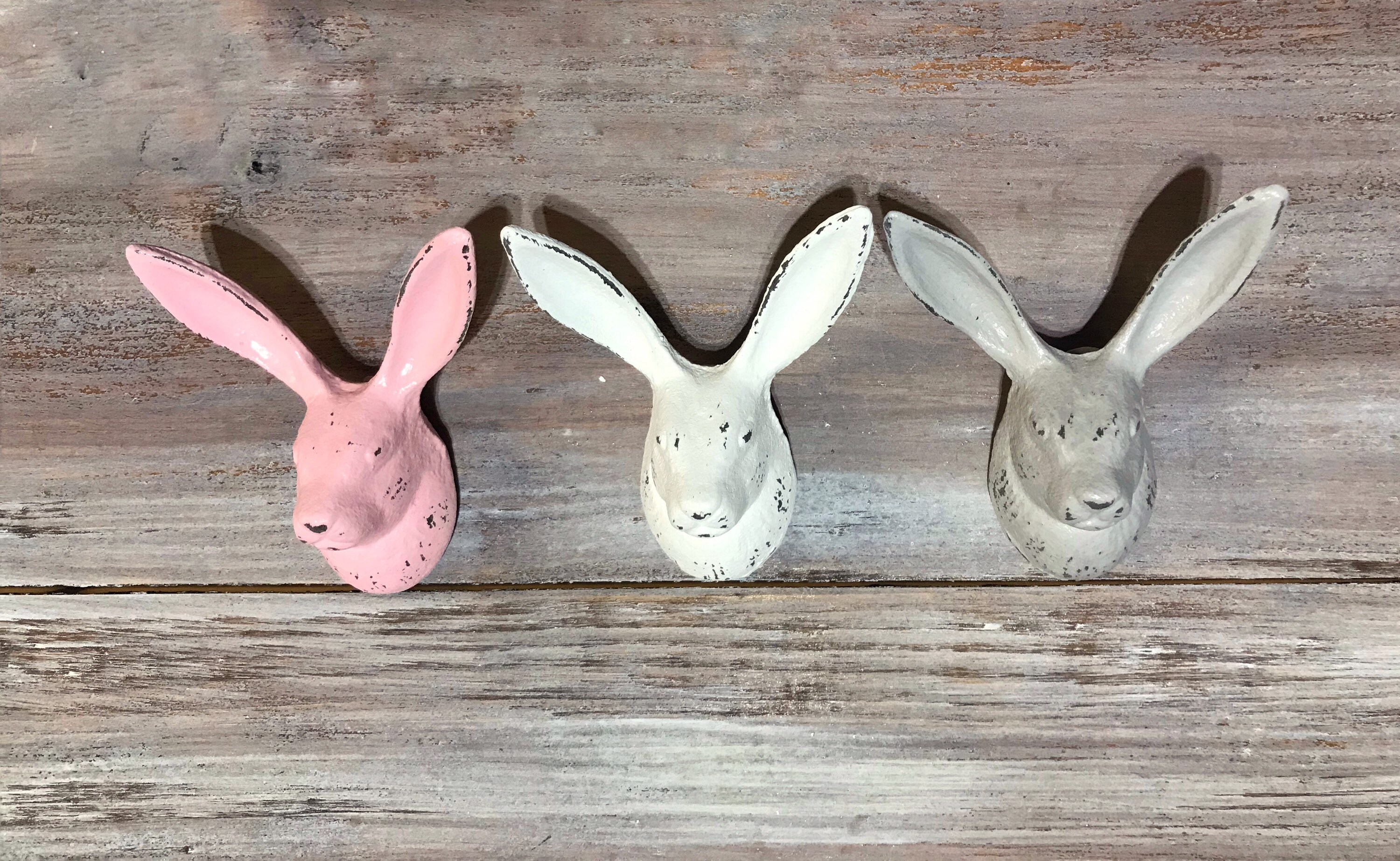 Rabbit Cast Iron Wall Hook / Custom Painted Rabbit Wall Decor | Etsy
