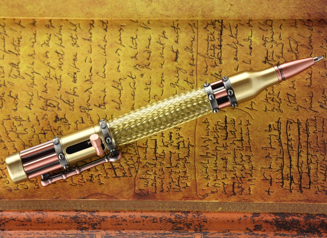Steampunk Bolt Action Ballpoint Pen - Antique Bronze & Copper Parts ...