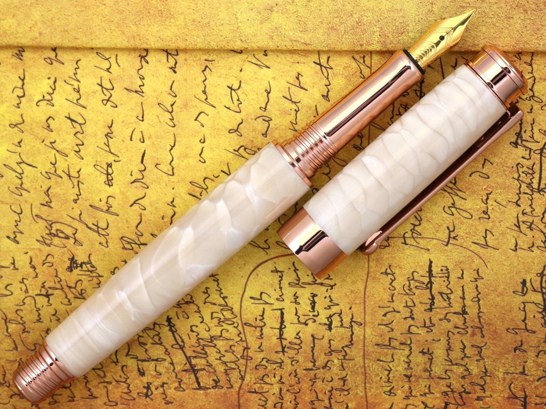 Fountain Pen - Handmade Juma Ivory Snake Skin Acrylic - Bock Size 5 ...