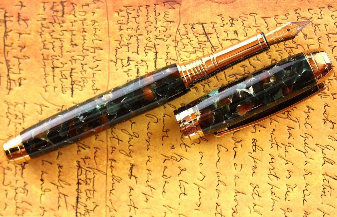 Fountain Pen - Handmade & Engravable Vintage English Conway Pistachio ...