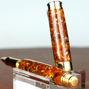 Rollerball Pen - Handmade & Engravable Vintage English Conway Amber ...
