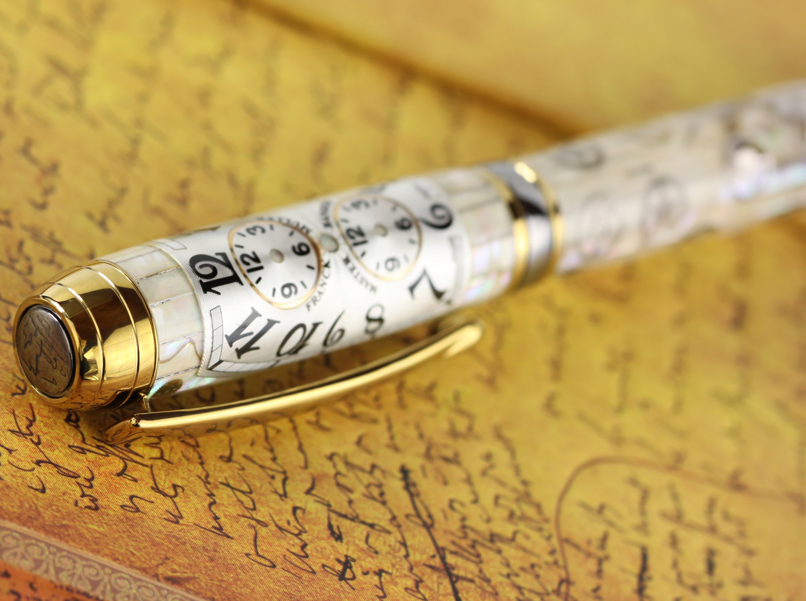 Steampunk Calligraphy Fountain Pen - Abalone & Watch Parts Body - Bock ...