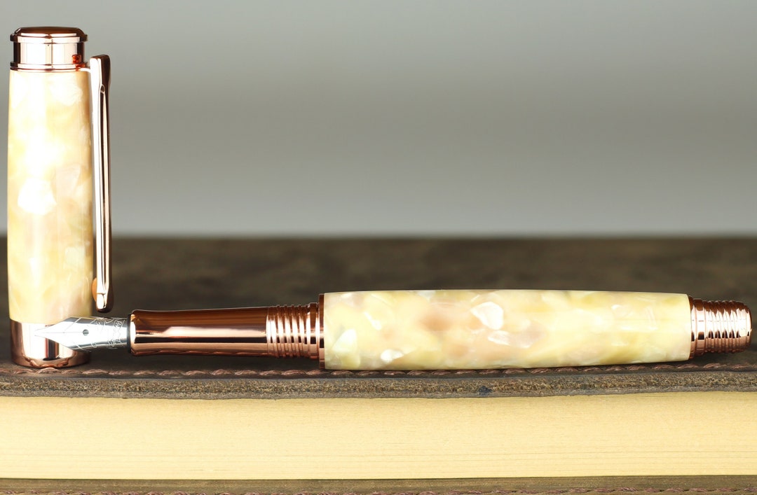 Calligraphy Fountain Pen - Handmade & Engravable Vintage Opal Acrylic ...
