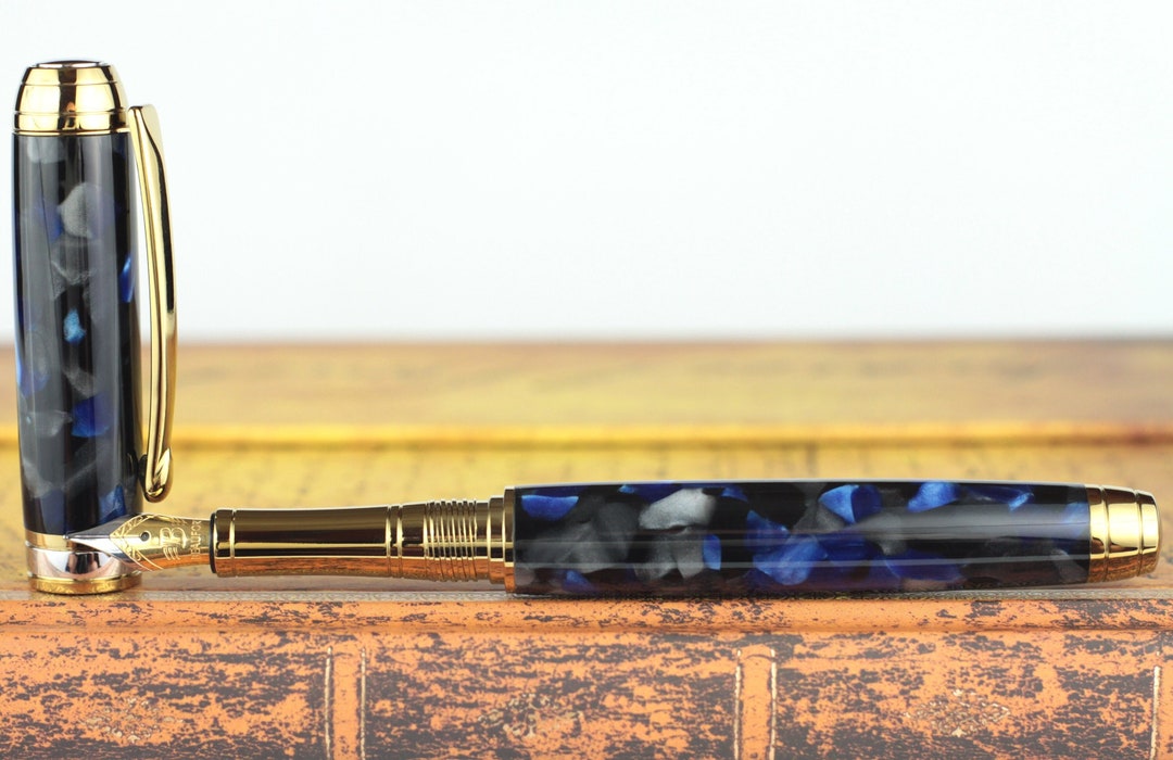 Fountain Pen - Handmade Vintage Erinoid Impero Black and Blue ...
