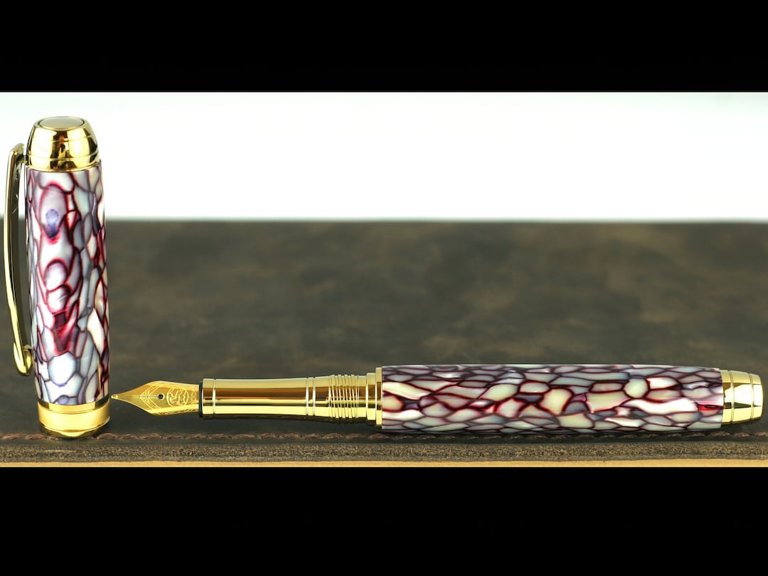 Fountain Pen - Handmade Vintage 1920s French Purple Tiffany - Bock 18K ...