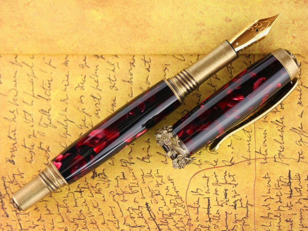 Botanical Calligraphy Fountain Pen - Engravable & Handmade Vintage ...