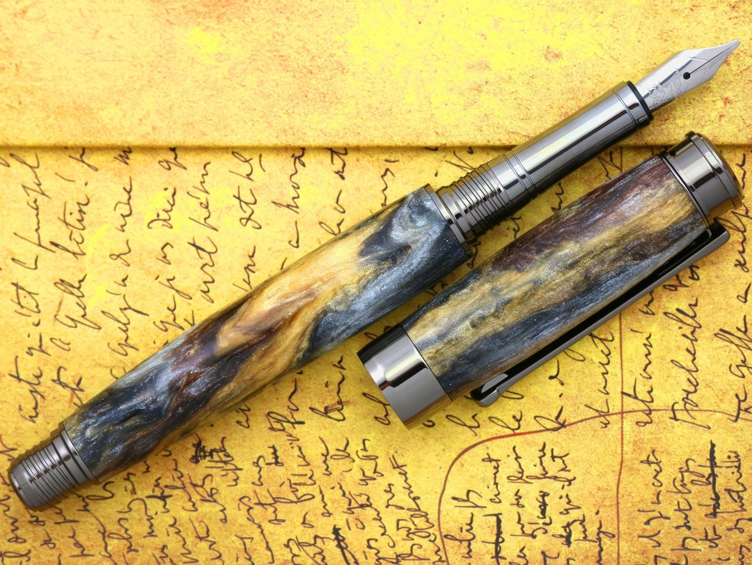 Calligraphy Fountain Pen - Handmade Diamond Cast Metallurgy With Real ...