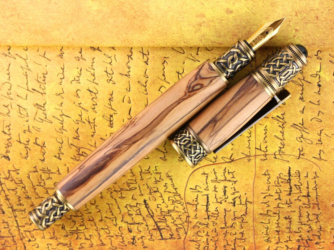 Fountain Pen - Engravable & Handmade Celtic Pen With Bethlehem Olive ...