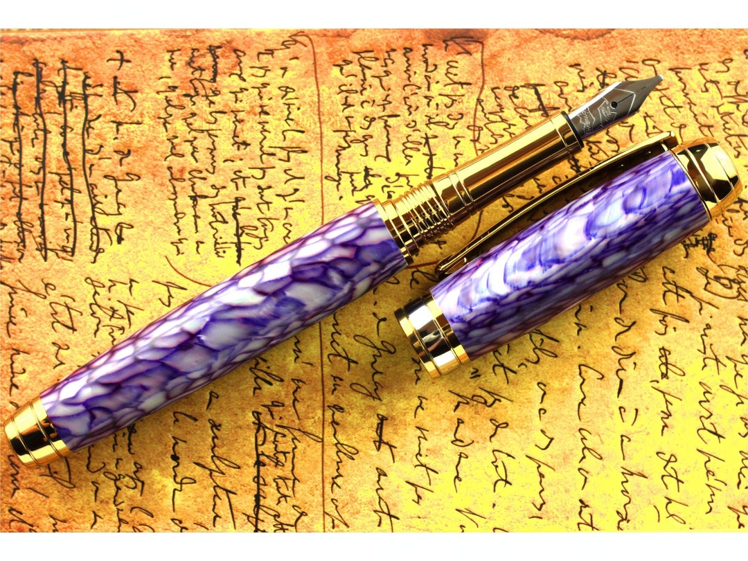 Calligraphy Fountain Pen - Handmade Vintage 1920s Purple French Tiffany ...