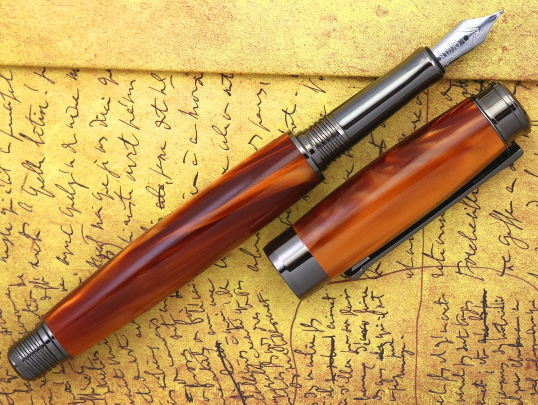 Fountain Pen - Engravable & Handmade Copper Mother of Pearl Acrylic ...