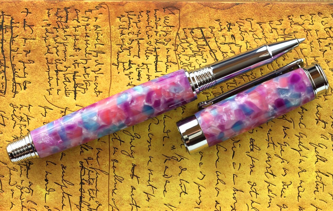 Rollerball Pen - Engravable & Handmade Aloha Pink and Purple Acrylic - Etsy