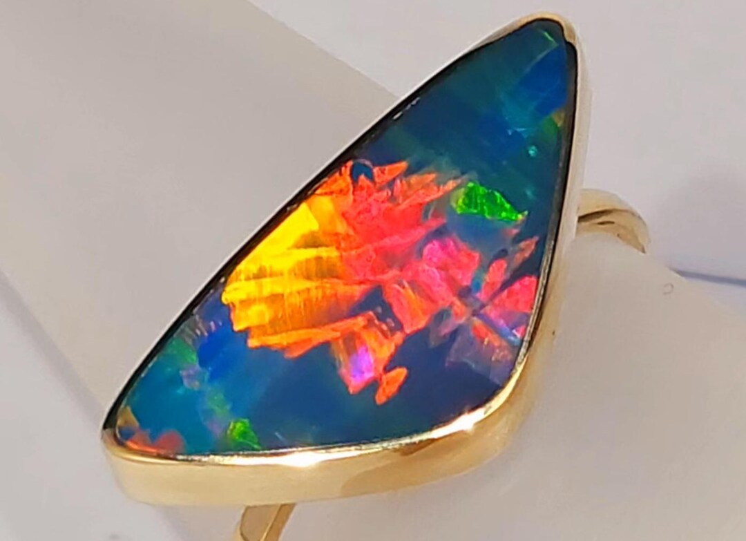 Incredible Pattern Cosmic Gem Free Sizing Australian Opal Inlay on ...