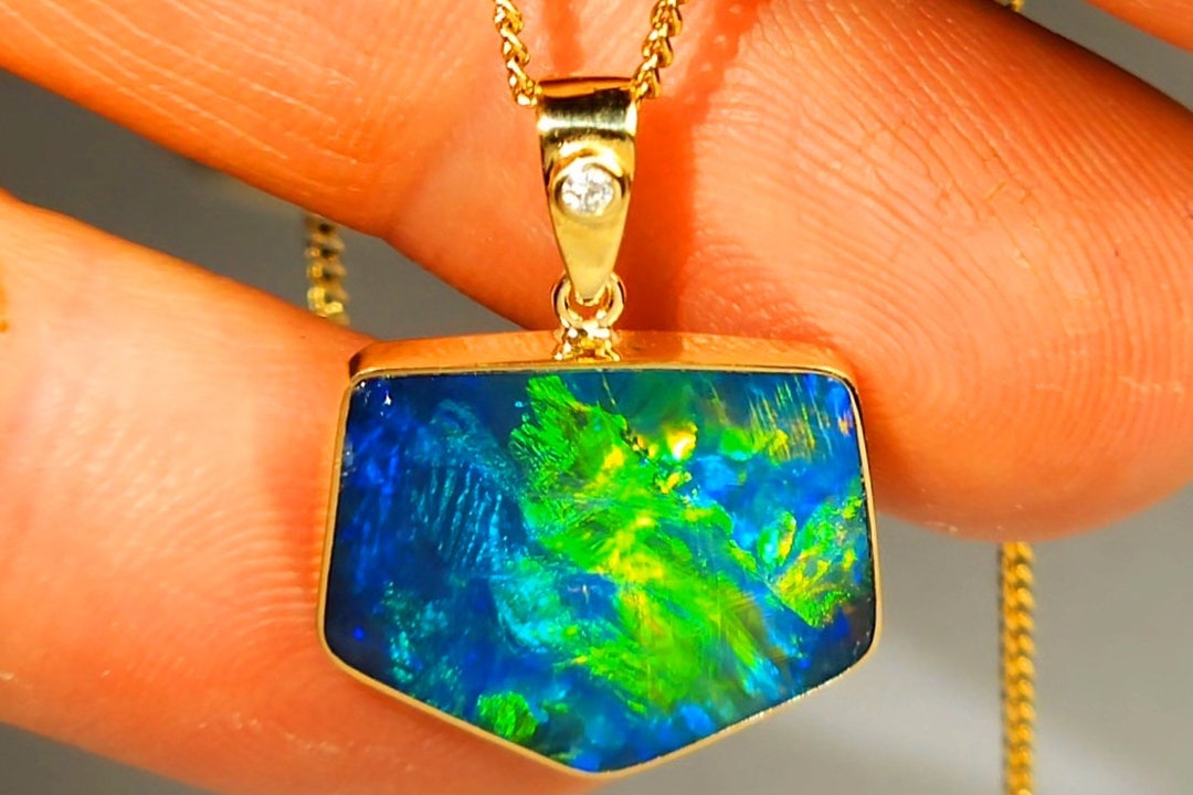 Blinding Oceanic GEM! From Our Own Mine in Coober Pedy 14k Solid Gold ...