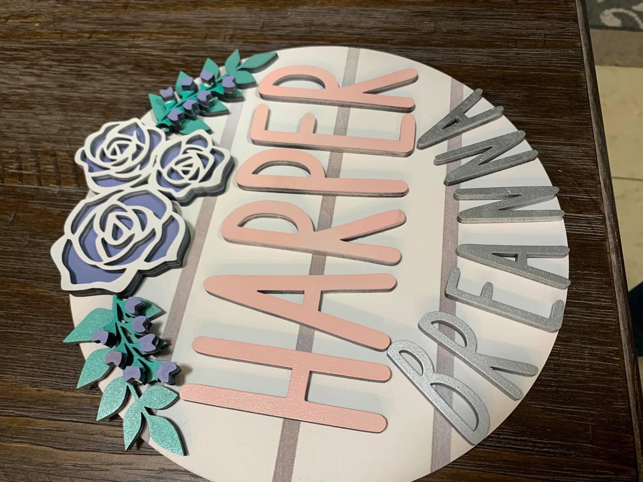 Custom Floral Sign With Names for Nursery, Bedroom, Home Decor, Gifts ...