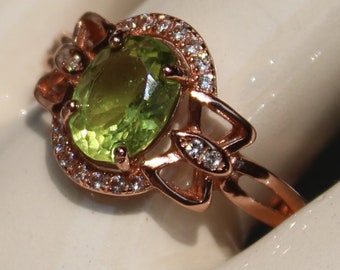 Oval peridot ring | Etsy