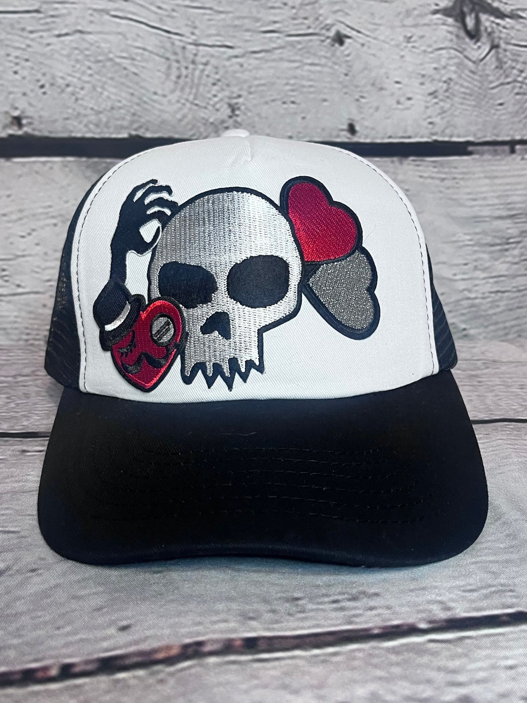 Skull Love Hat, Patch Hat, 90s Inspired Hat, Old School Hat, Skeleton ...