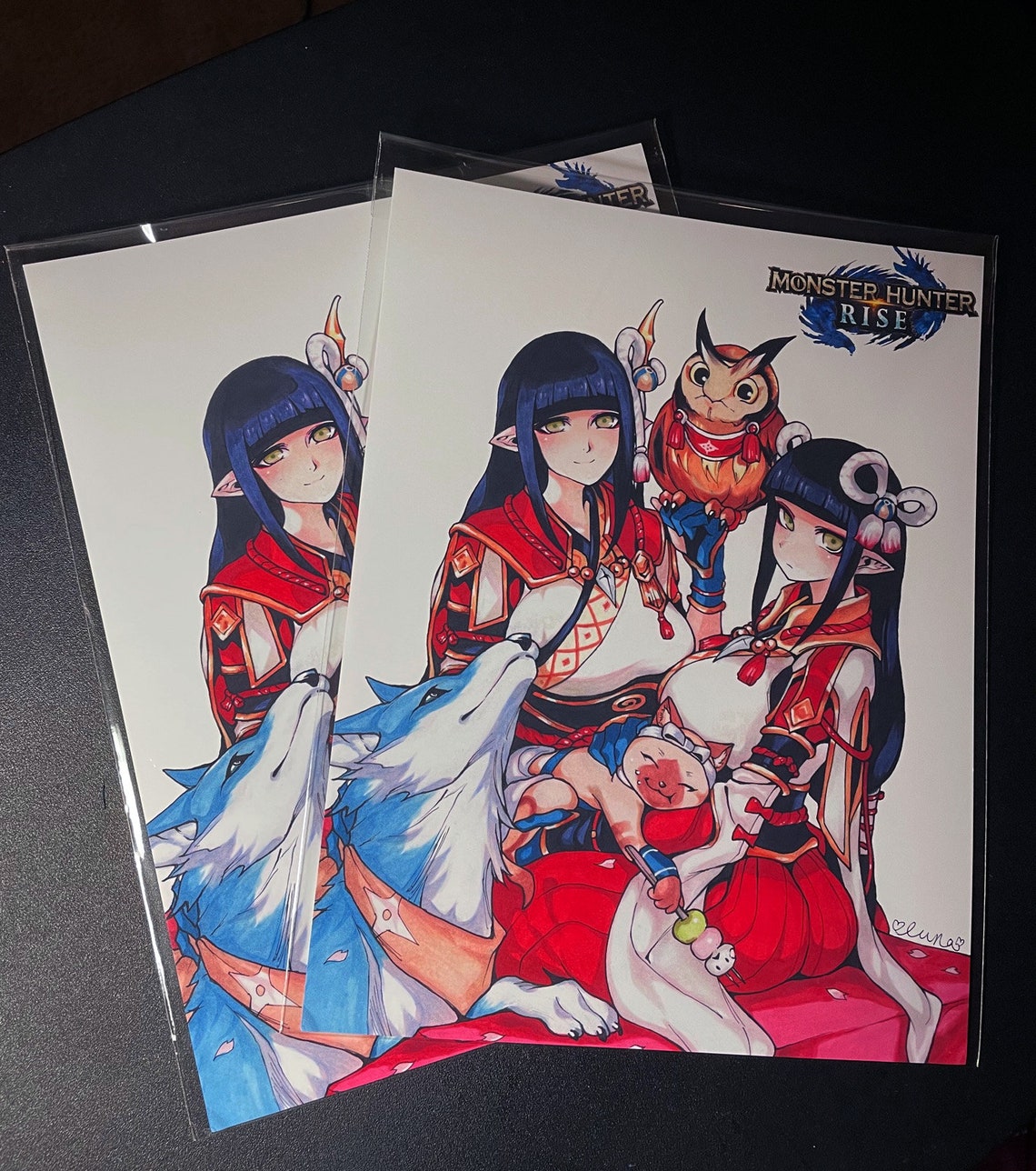 Monster Hunter Rise Fan Art Twins Art Print Copic Marker Color Pencil ...