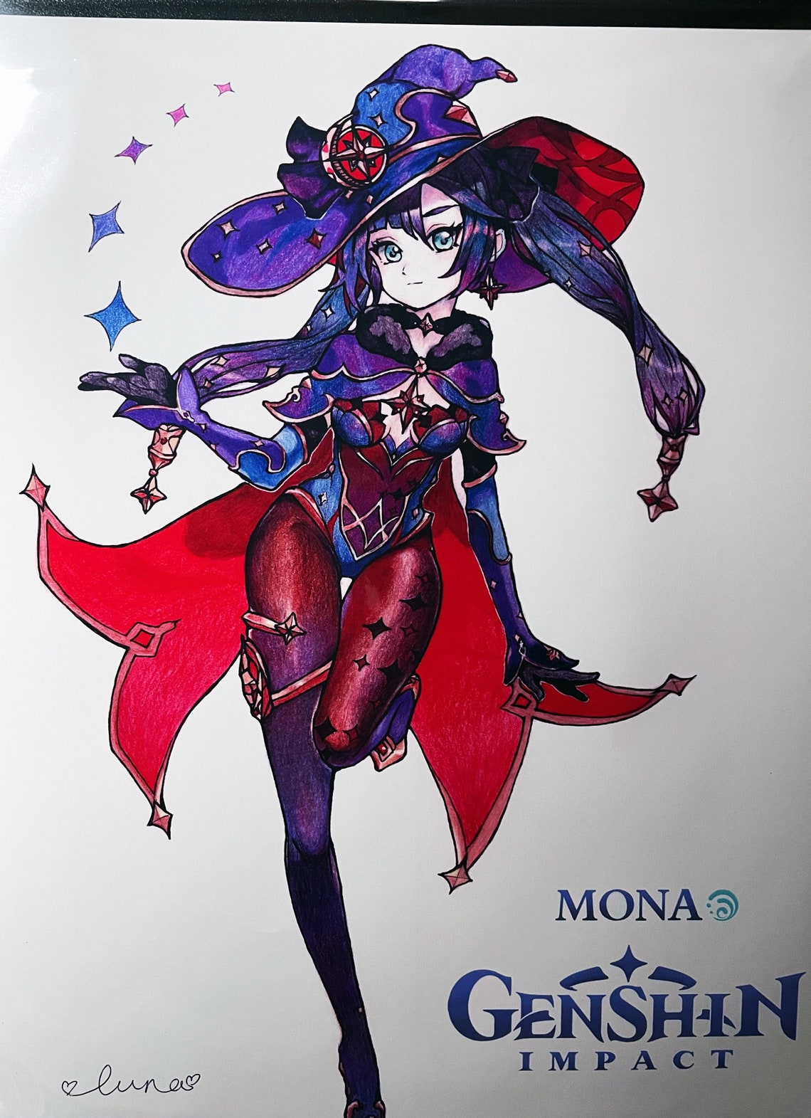 Genshin Impact Mona Fan Art Prints Game Fan Handmade Drawing - Etsy