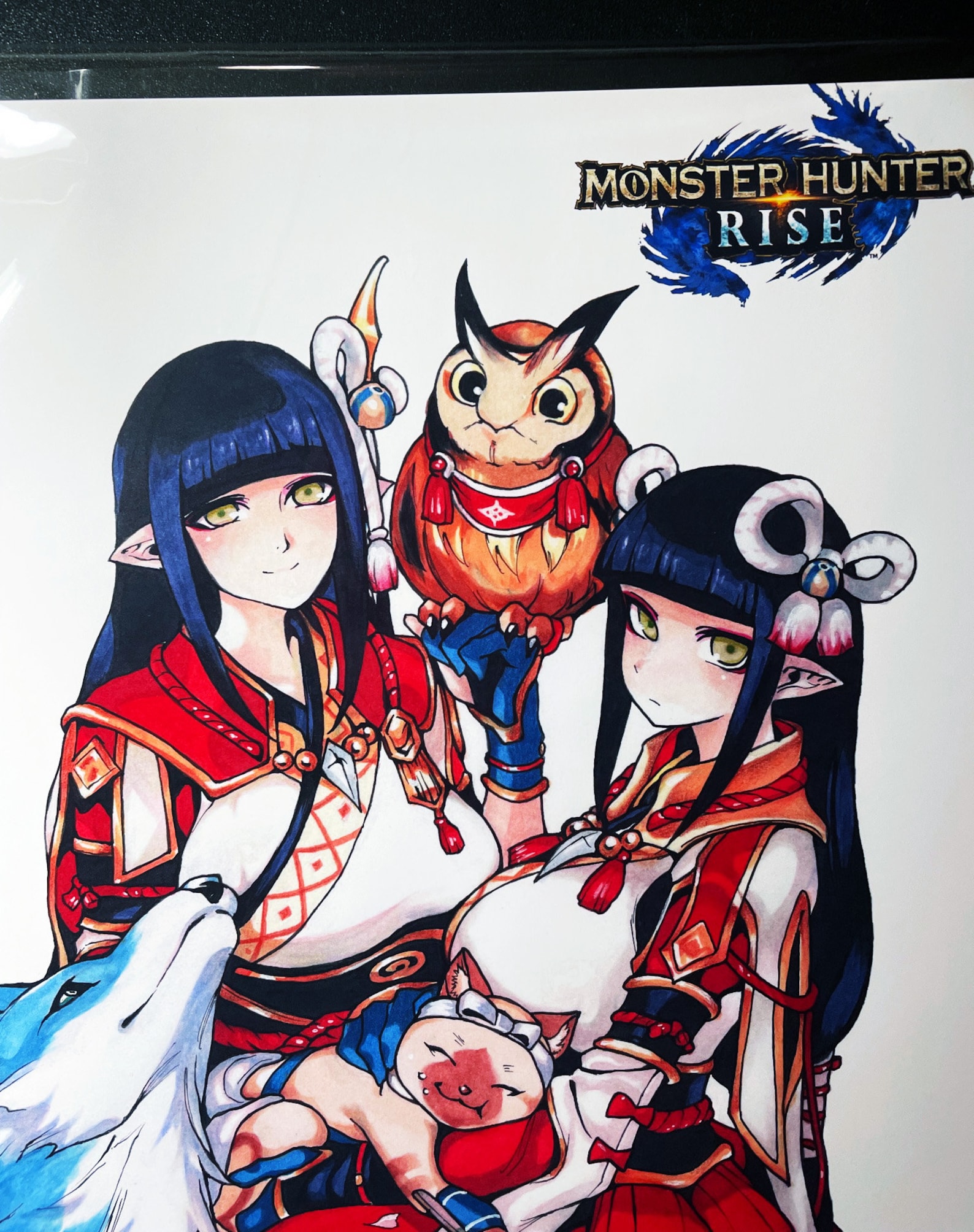 Monster Hunter Rise Fan Art Twins Art Print Copic Marker Color Pencil ...