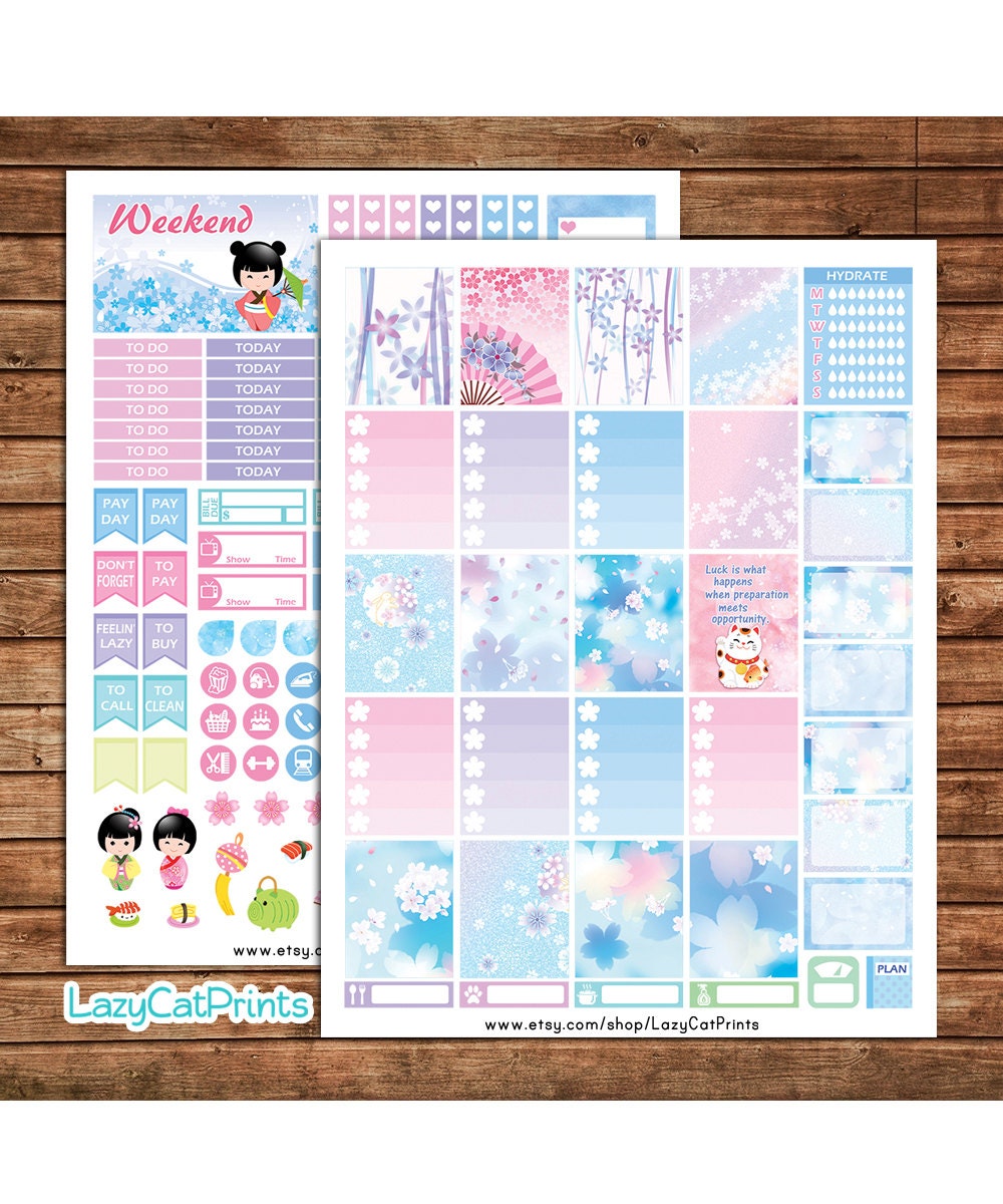 Japanese Dolls Printable Planner Stickers / Erin Condren Planner ...