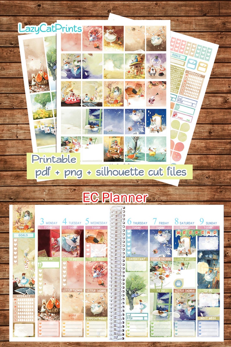 Alice in Wonderland Printable Planner Stickers / Erin Condren - Etsy ...