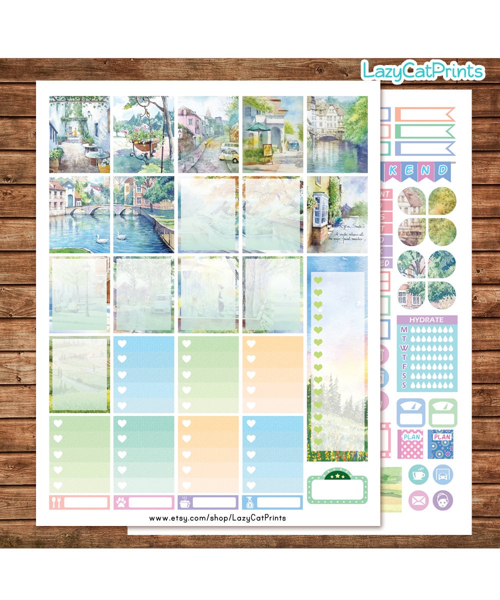 Watercolor Painting Printable Planner Stickers / Erin Condren Planner ...