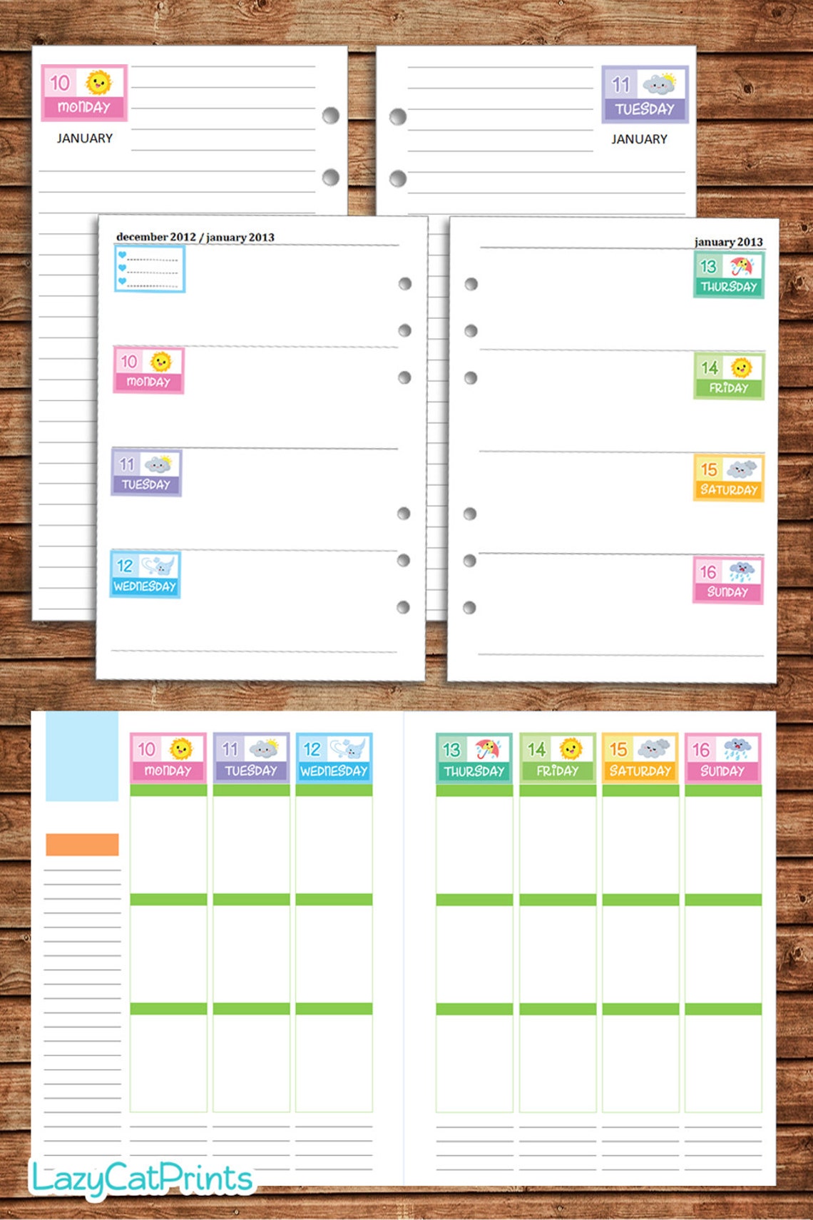 Rainbow Weather and Date Cover Printable Planner Stickers / - Etsy