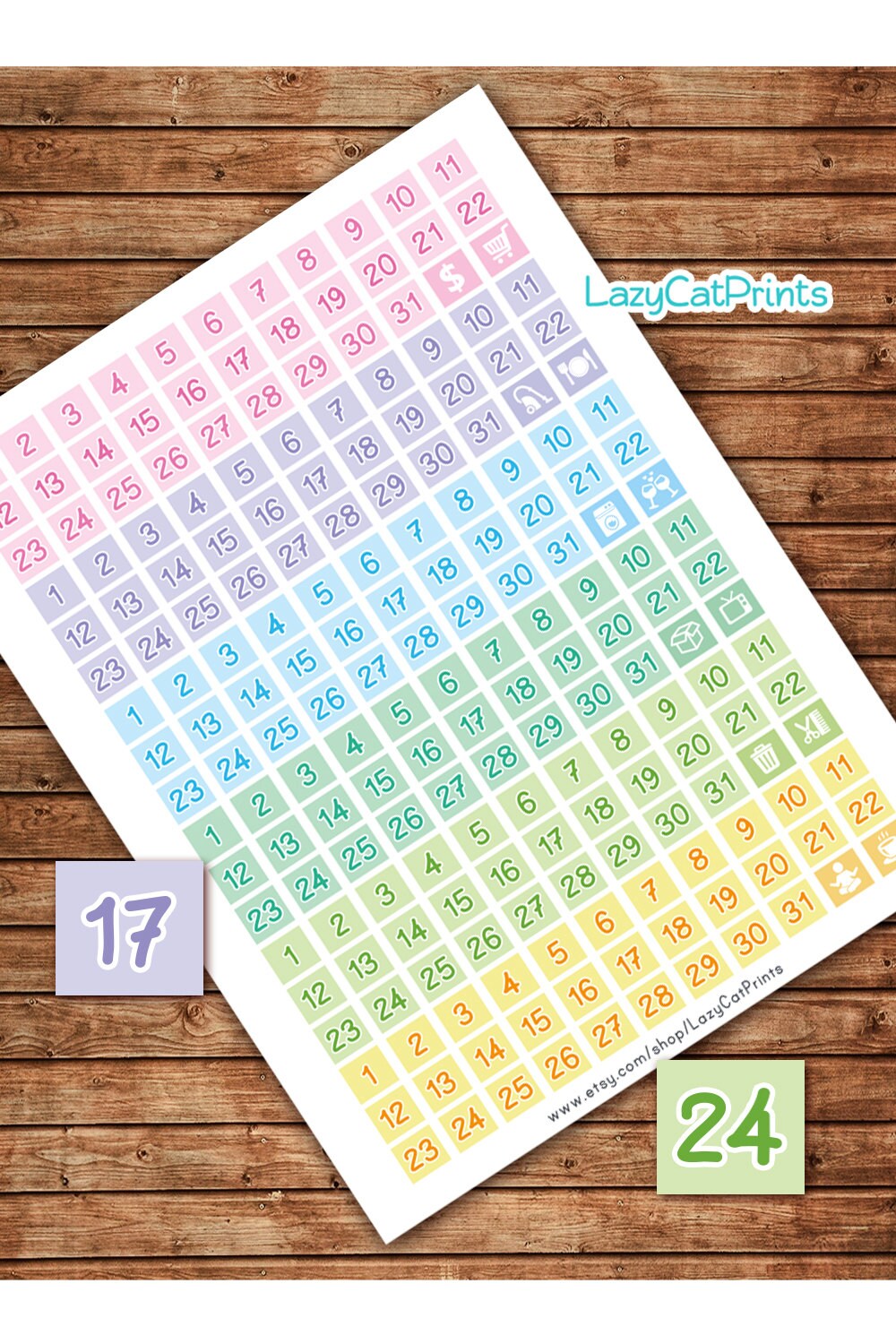 Rainbow Weather and Date Cover Printable Planner Stickers / | Etsy