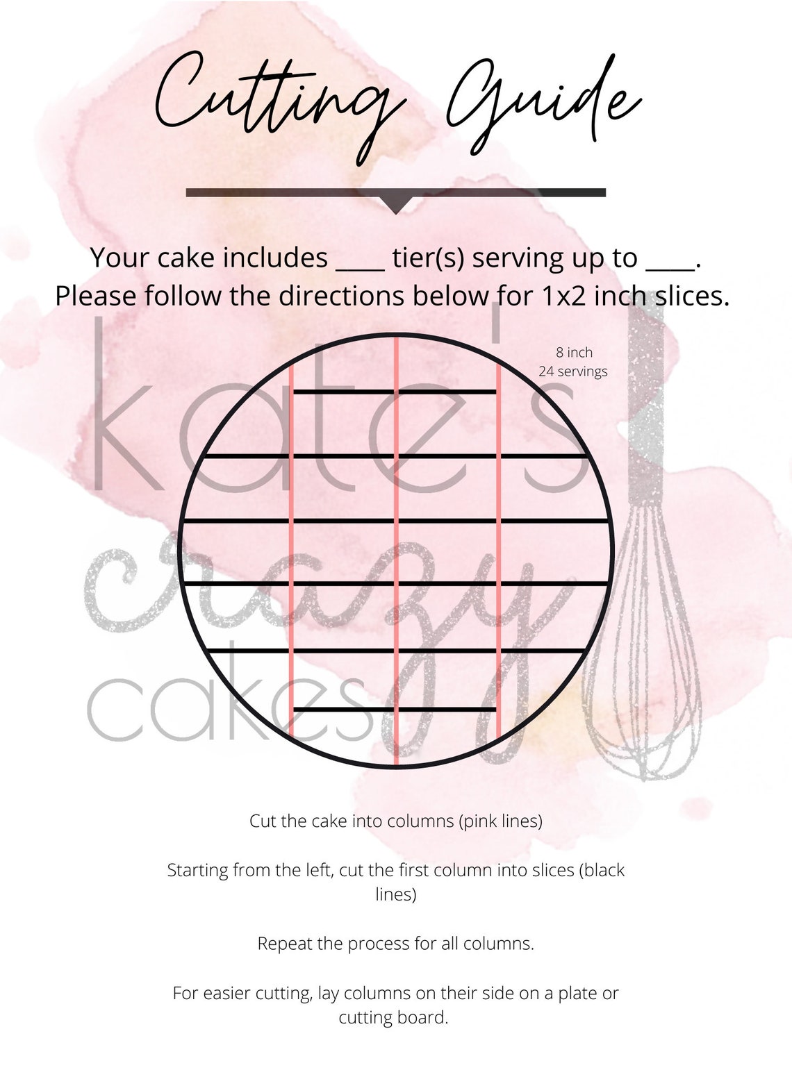 Round Wedding Cake Cutting Guide - Etsy