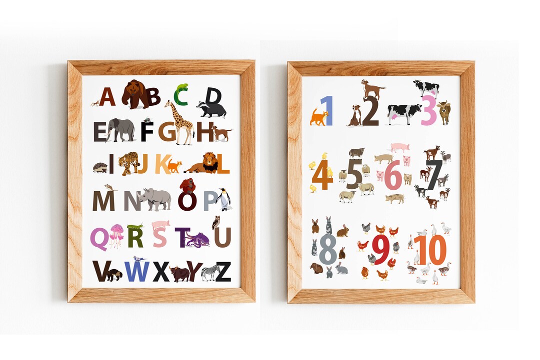 Poster Set - Illustration Numbers - 1-10 - Children's Room - ABC Poster ...