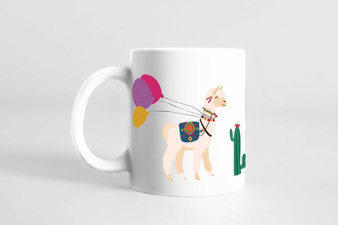 Ceramic Mug Cup Llama With Balloons Children's Cup Llama - Etsy