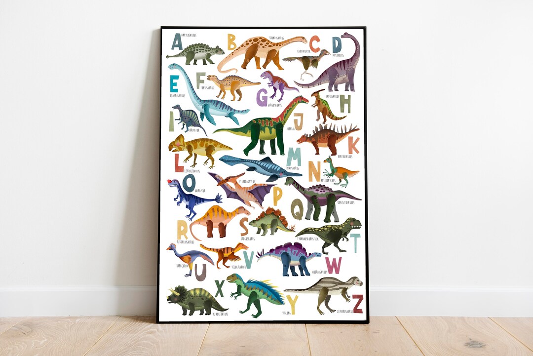 Kids Poster Abc Poster Alphabet Dinosaur- Back to School - Dinoposter ...