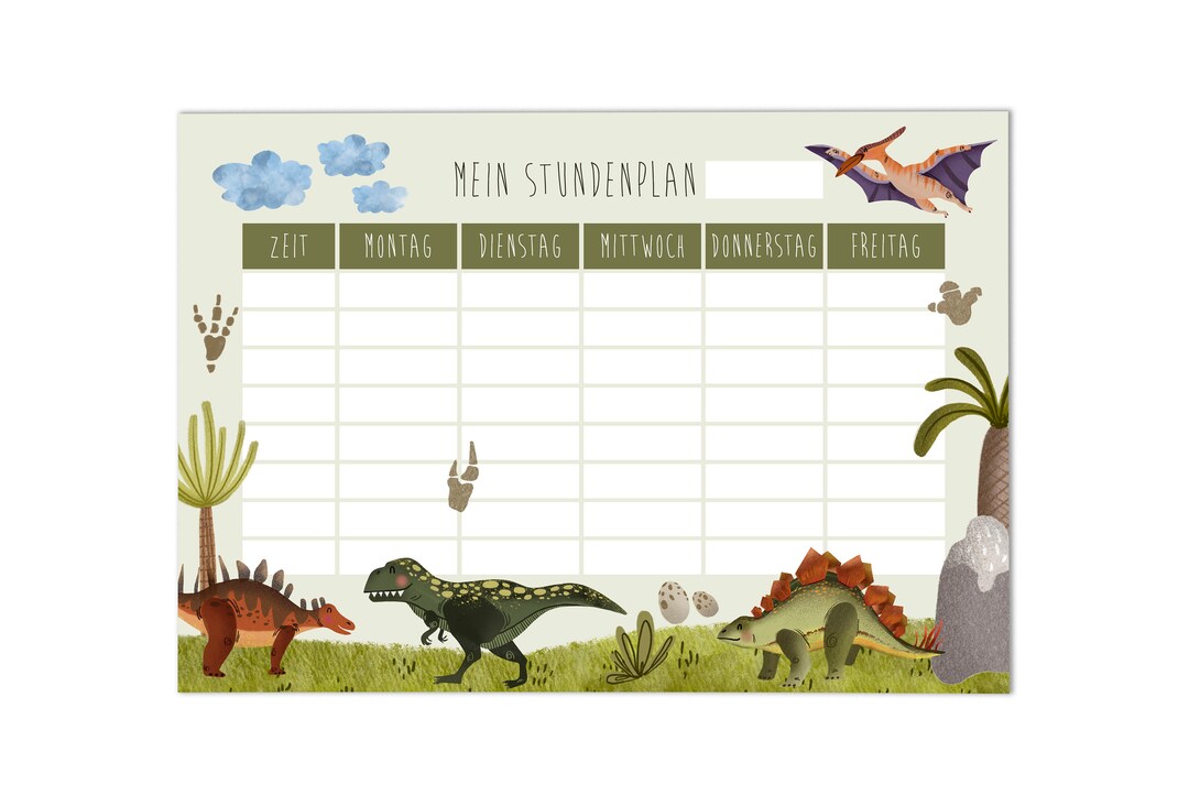 Timetable A4 Dinosaur Back to School Timetables Animals Dinosaurs - Etsy