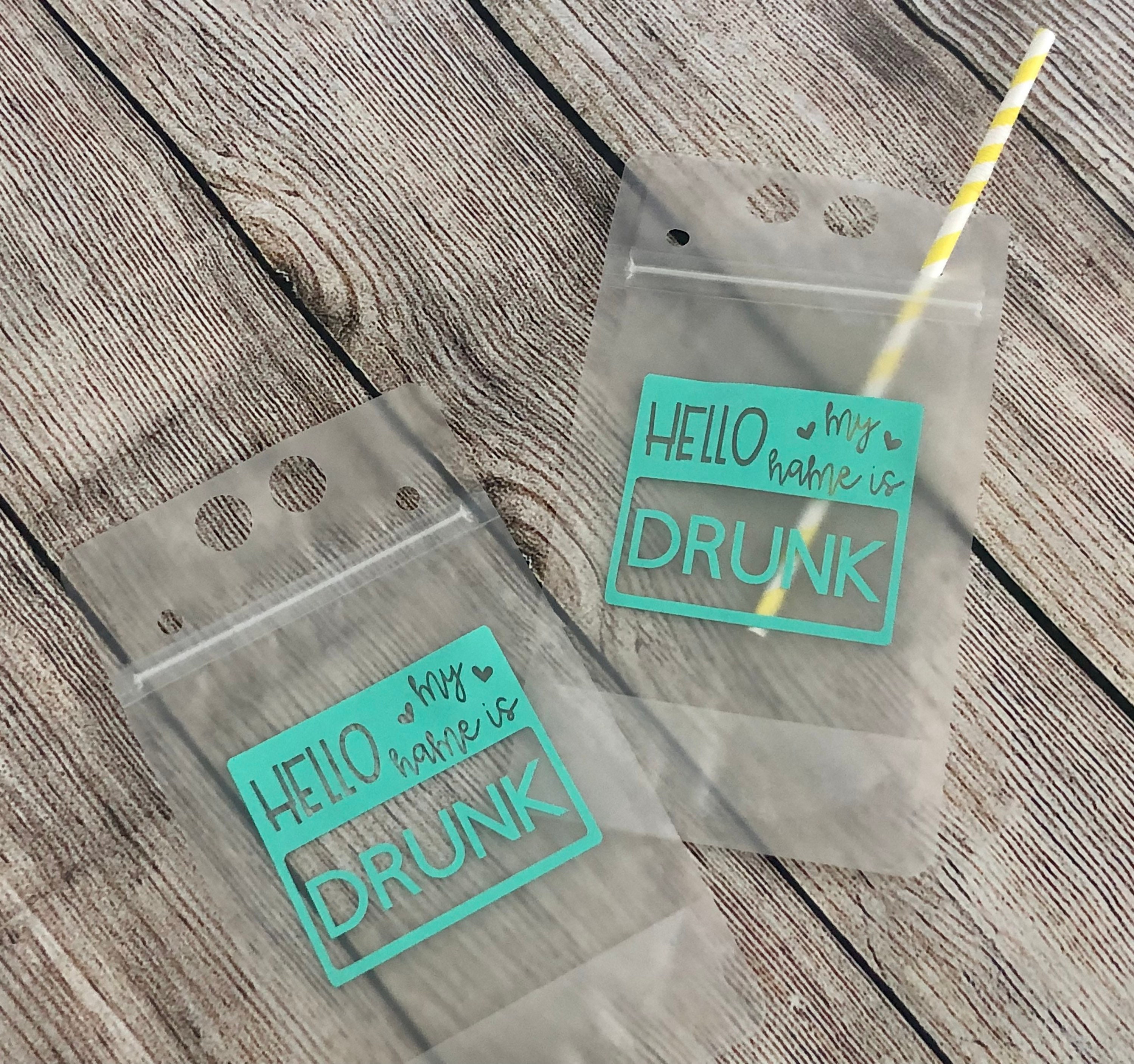 Hello My Name is Drunk | Drunk Name Tag | Adult Drink Pouch | Beverage ...