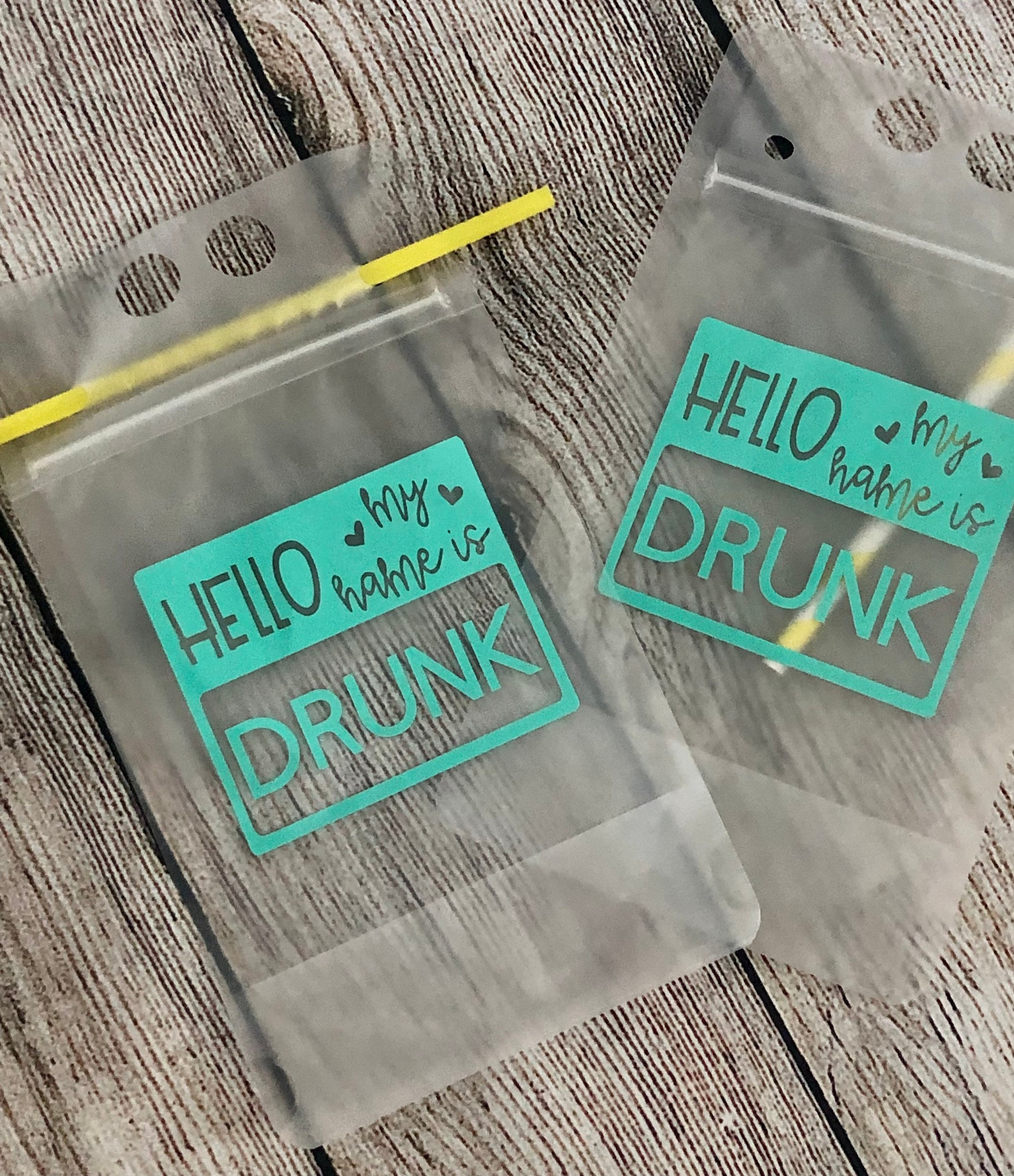 Hello My Name is Drunk | Drunk Name Tag | Adult Drink Pouch | Beverage ...