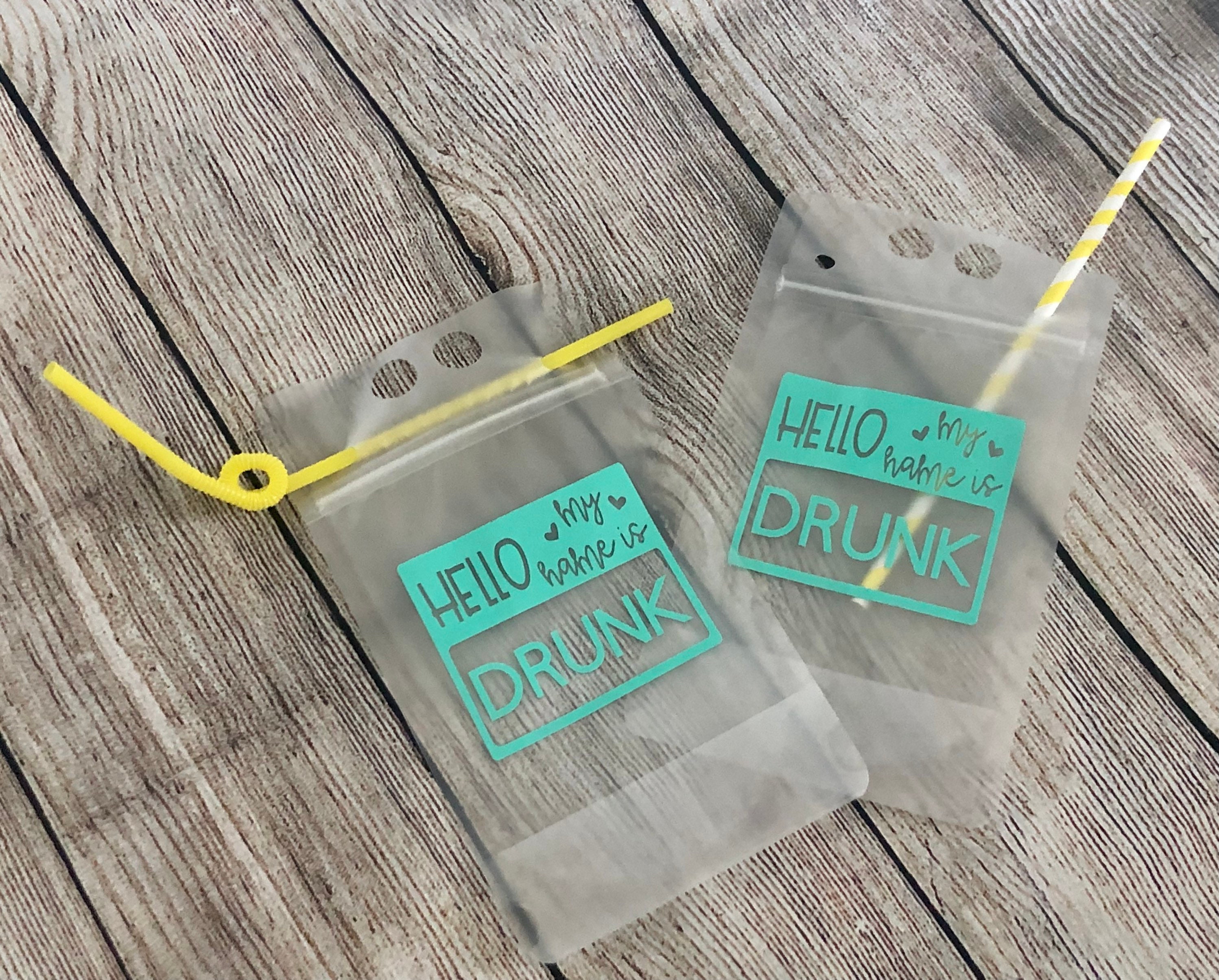 Hello My Name is Drunk | Drunk Name Tag | Adult Drink Pouch | Beverage ...