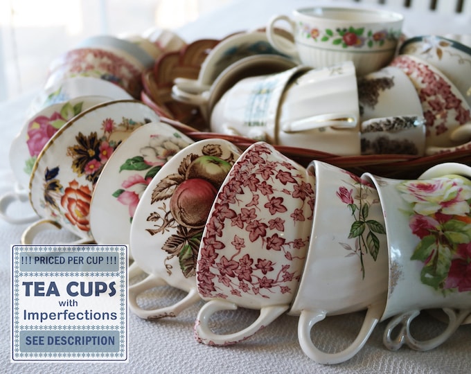 VINTAGE TEA CUPS W/imperfections Damaged Teacups Shabby Chic Country ...
