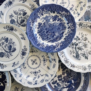 Blue White DINNER PLATES - Mix & Match China - Mismatched Plates ...