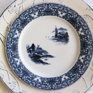 Blue White PLACE SETTING - Mismatched Plates - Dinner Salad Bread ...