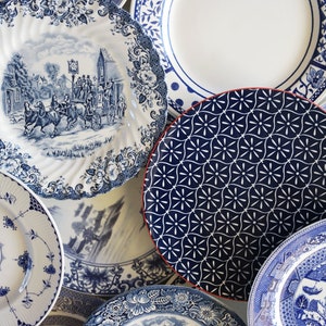 Blue White DINNER PLATES - Mix & Match China - Mismatched Plates ...