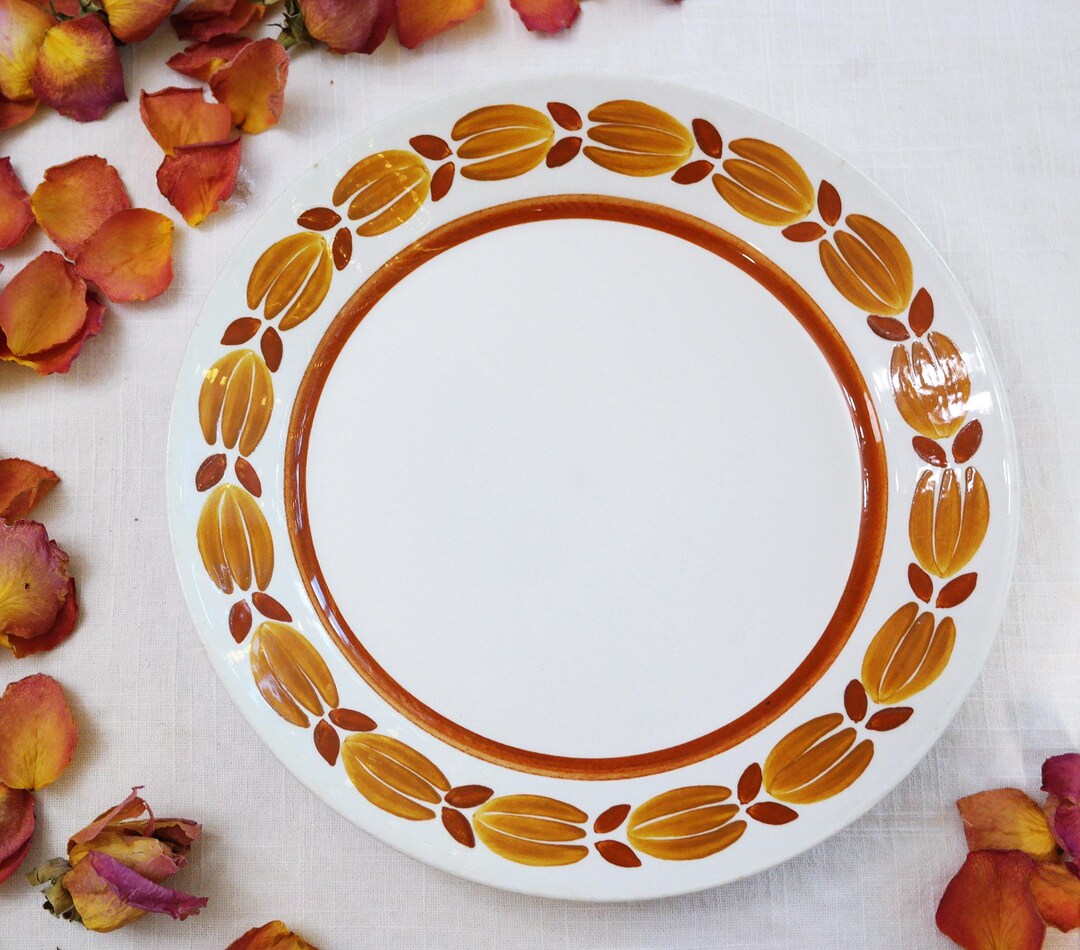 Arabia Botnia DINNER PLATE 10" - Yellow Brown Orange - Floral Leaf ...
