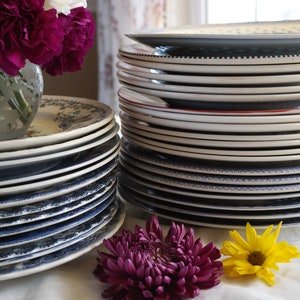 Blue White DINNER PLATES - Mix & Match China - Mismatched Plates ...