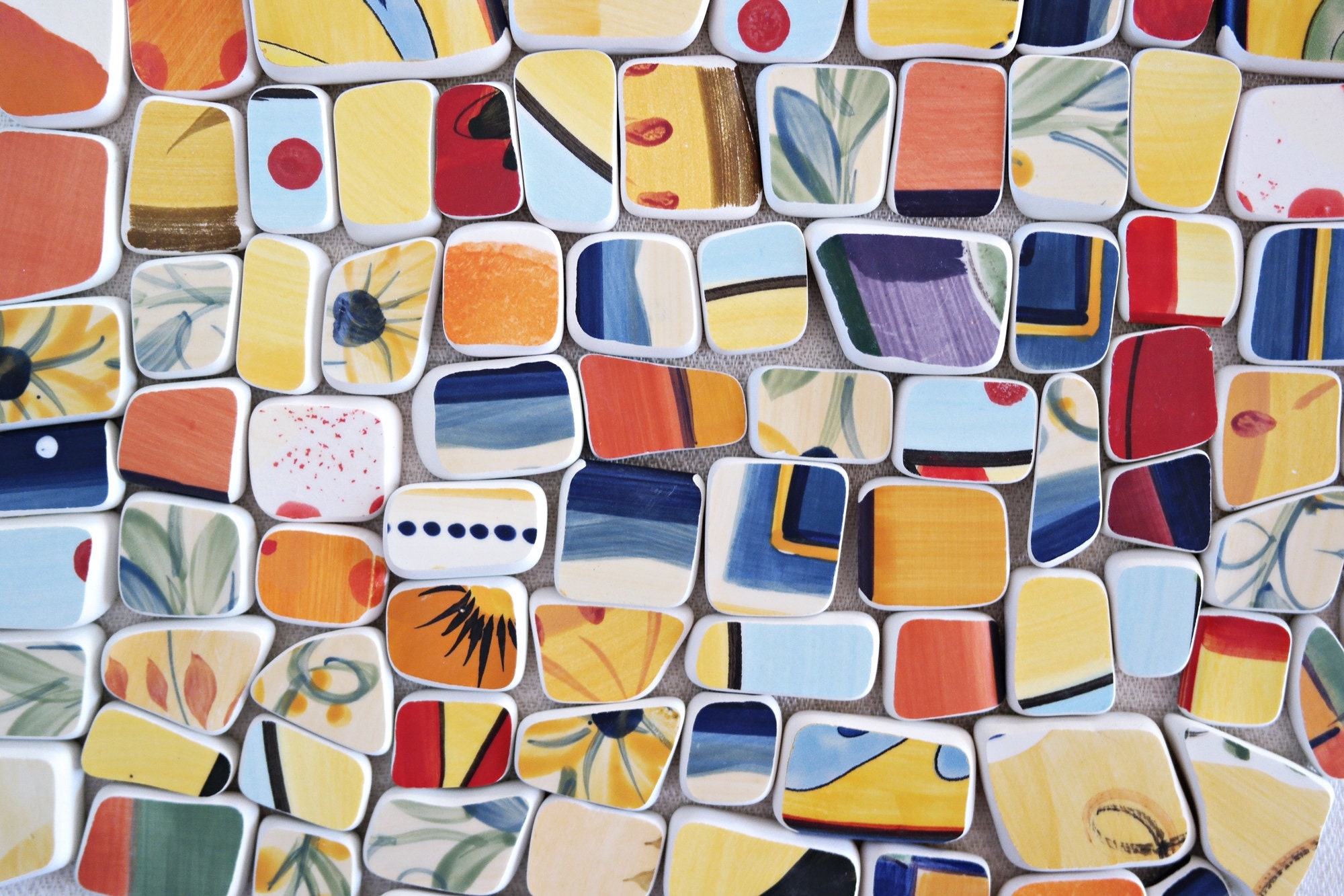 Rainbow Mix SEA POTTERY - Lots of 8-24 PIECES - Size 1/2" to 2" - Multi ...