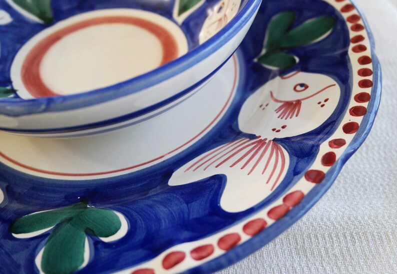 Vietri Italy PLATE & BOWL SET - Serving Platter Salsa Bowl Chip 'N Dip ...