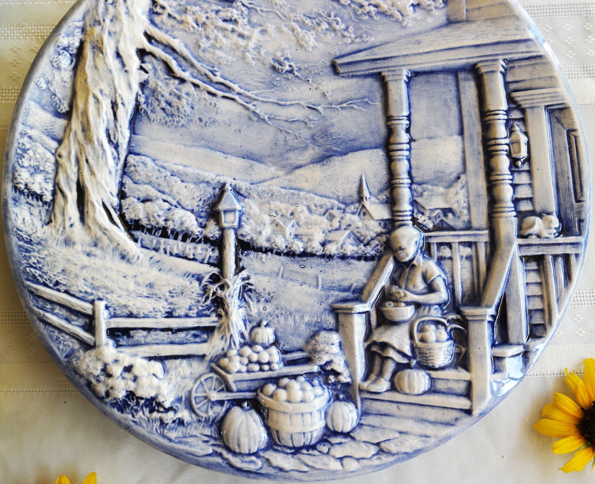 Byron Molds WALL PLATE 10 Blue White Plaster Art - Etsy