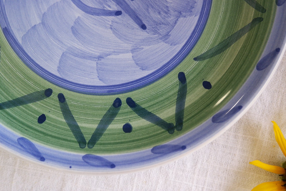 Caleca SALAD PLATE 8 Espero Pattern Green Blue Leaf - Etsy