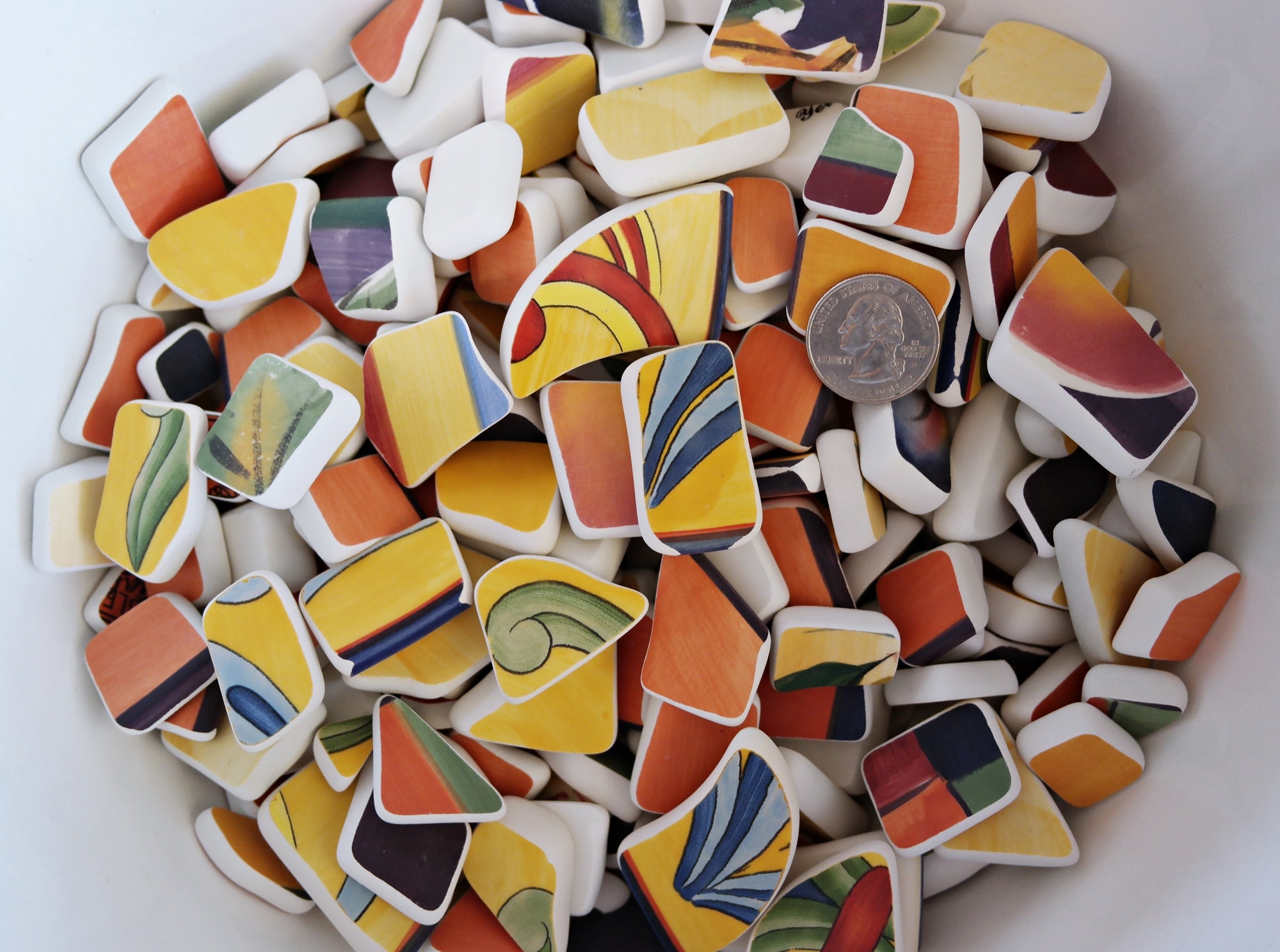 Rainbow Mix SEA POTTERY - Lots of 8-24 PIECES - Size 1/2" to 2" - Multi ...
