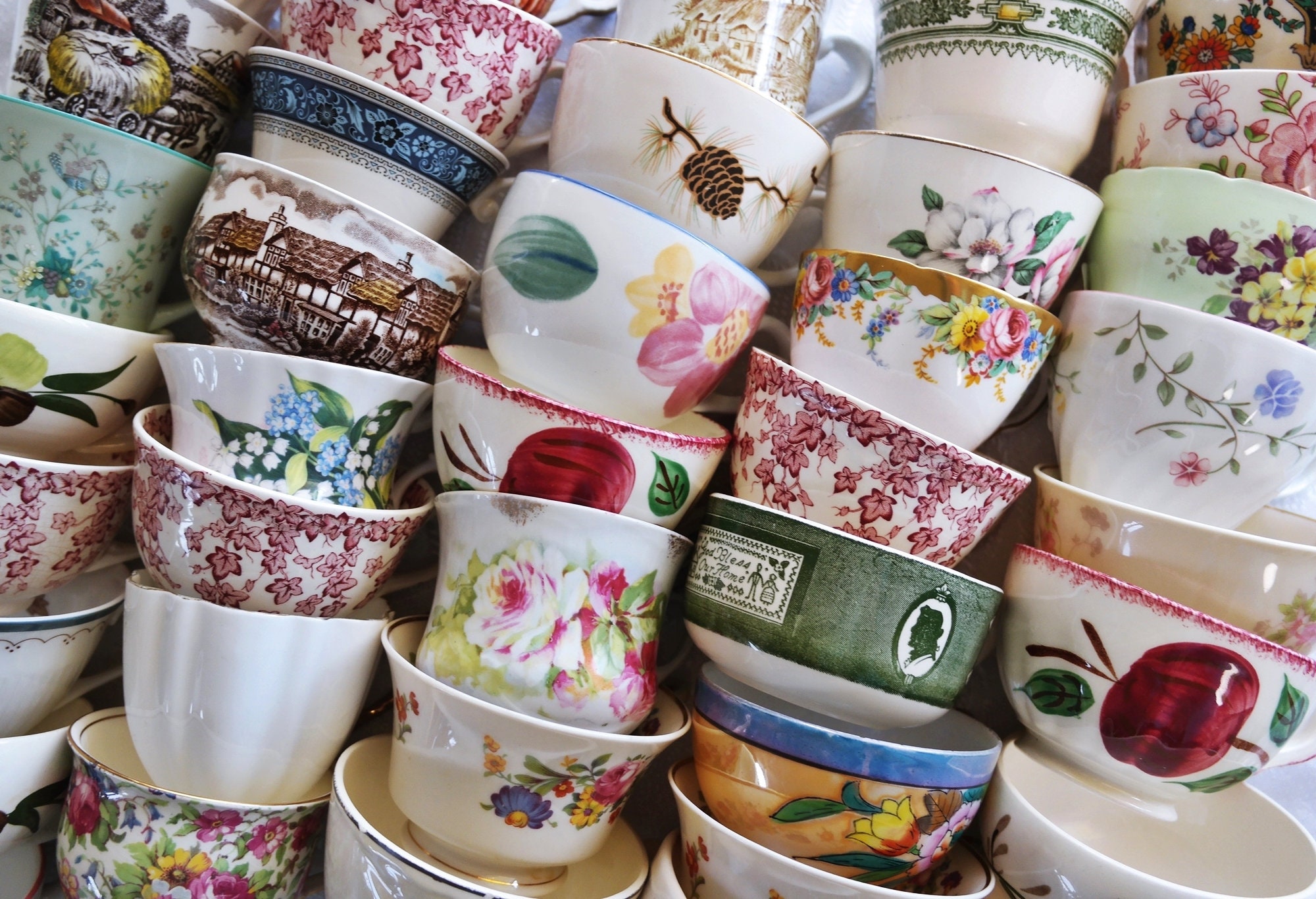 VINTAGE TEA CUPS W/imperfections - Damaged Teacups - Shabby Chic ...