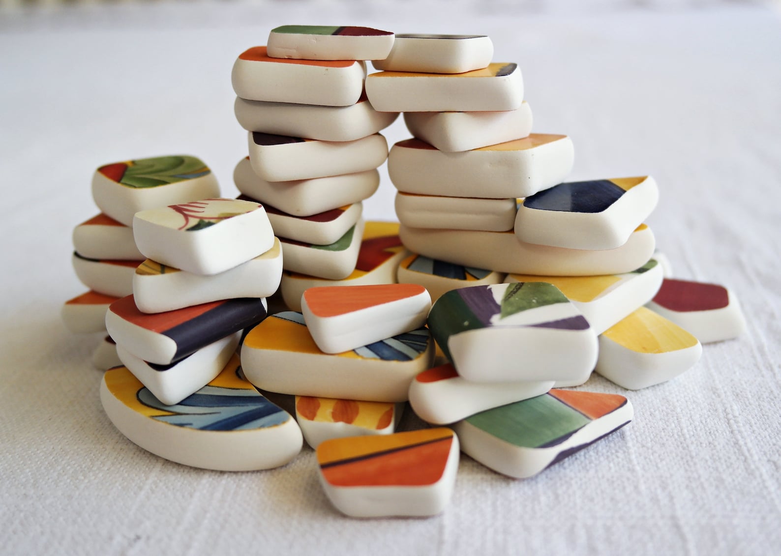 Rainbow Mix SEA POTTERY - Lots of 8-24 PIECES - Size 1/2" to 2" - Multi ...